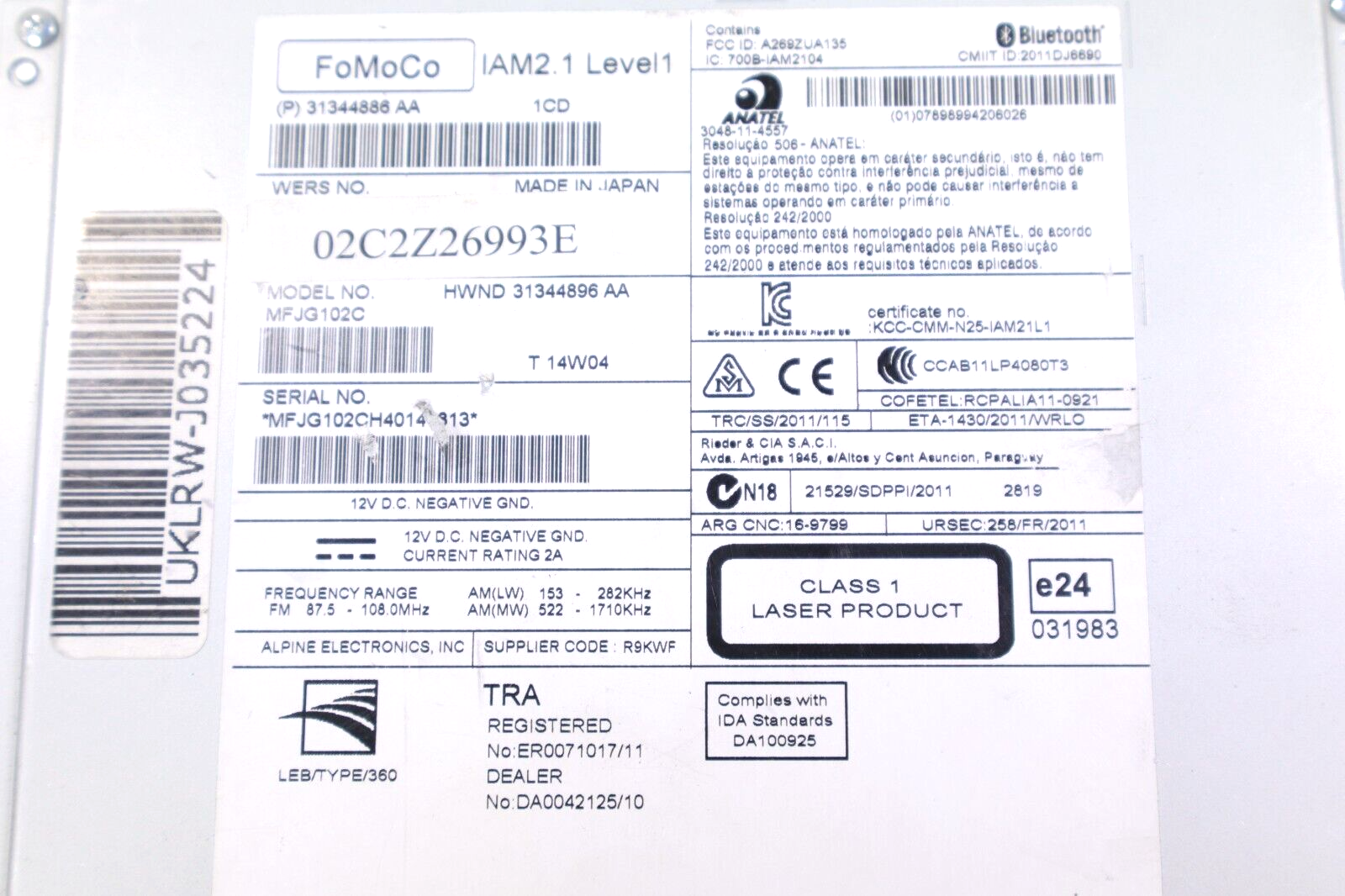 Land Rover Jaguar 2012-2018 OEM Radio CD DVD SAT NAV Disc Head Unit ...