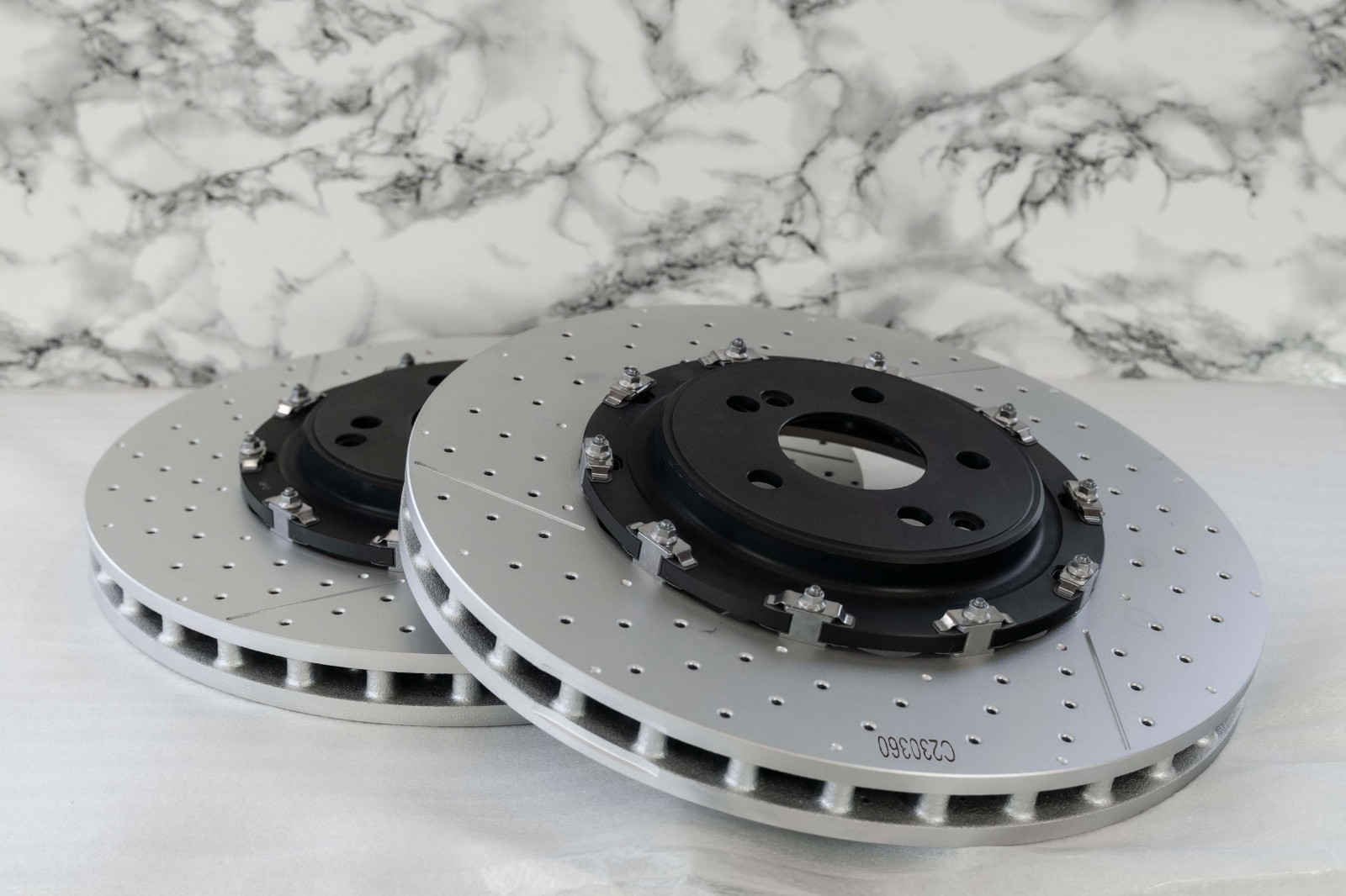 Mercedes C63 AMG W205 Front 2 Piece Floating brake Disc Rotor Genuine ...